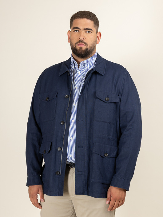 Saharienne En Lin Marine Capel Grande Taille marine homme grande taille ...