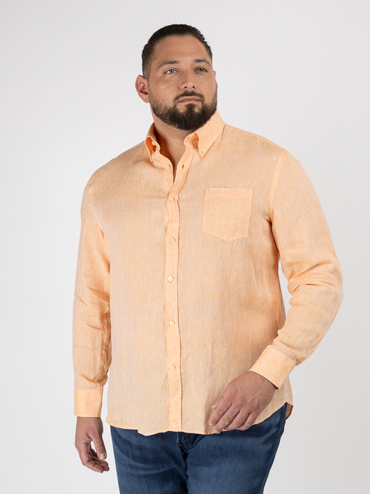 Chemise En Lin Paul & Shark Grande Taille cannelle homme grande taille ...